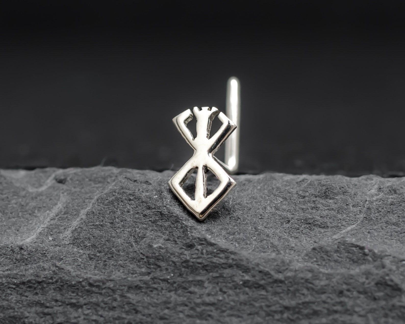 Berserker Rune Hand Cut Sterling Silver Nose Stud. Tiny Rune | Etsy