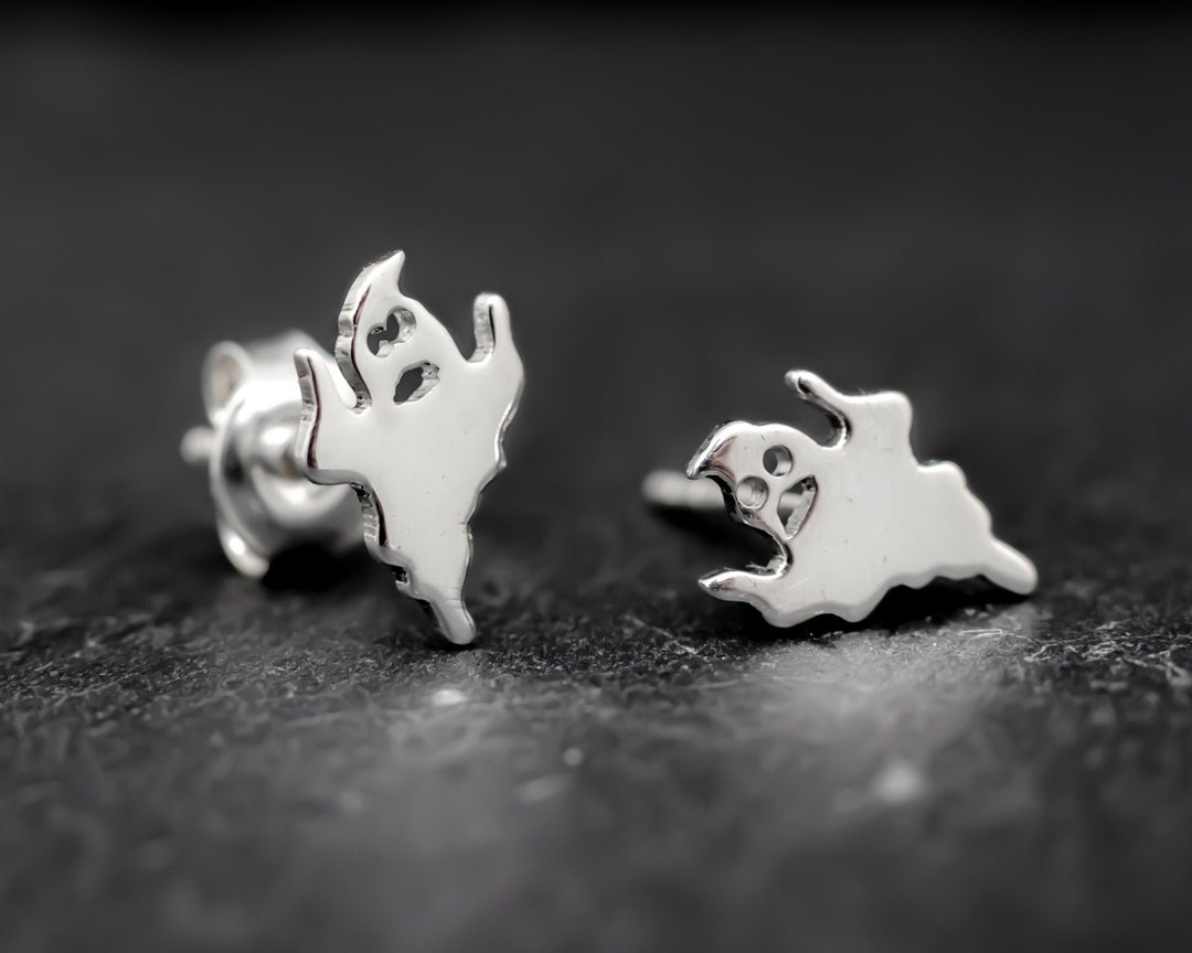 Tiny Ghosts Sterling Silver Stud Earrings. Hand Cut Small Ghosts Studs ...