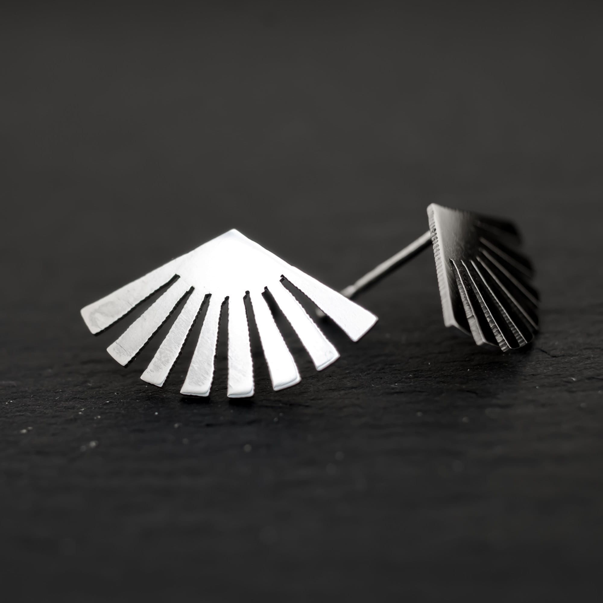 Geometrical sterling silver stud earrings. Geometric gift. | Etsy