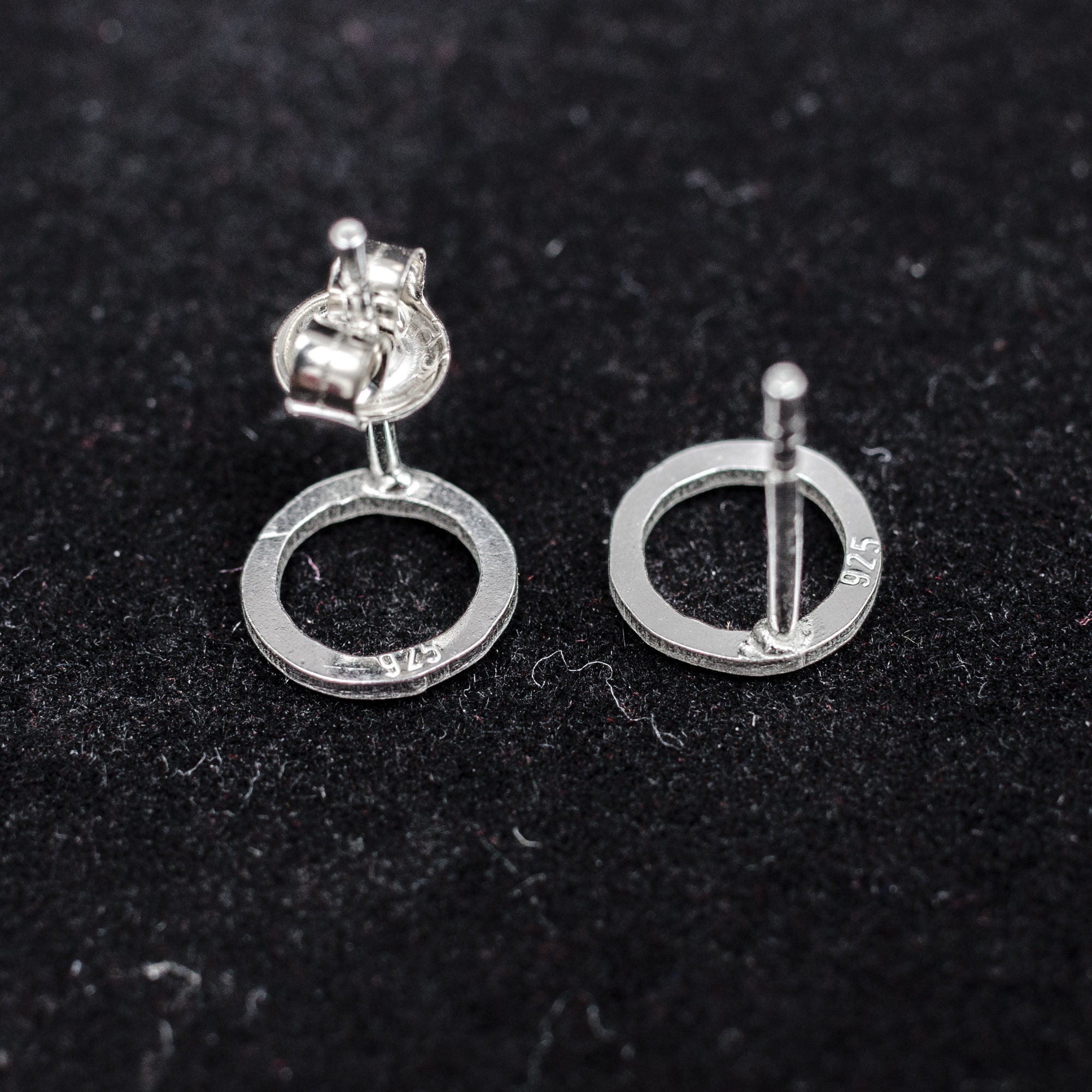 Cute 7mm Circle Sterling Silver Stud Earrings. 100% Hand Cut | Etsy