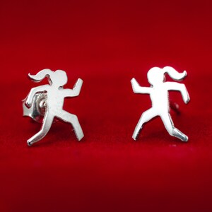 Jogging Runner Girl 925 Sterling Silver Earrings. Tiny Silver Girl ...