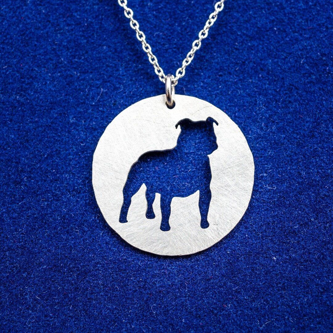 Silver Staffordshire Bull Terrier Pendant. Staffie Silver Necklace ...