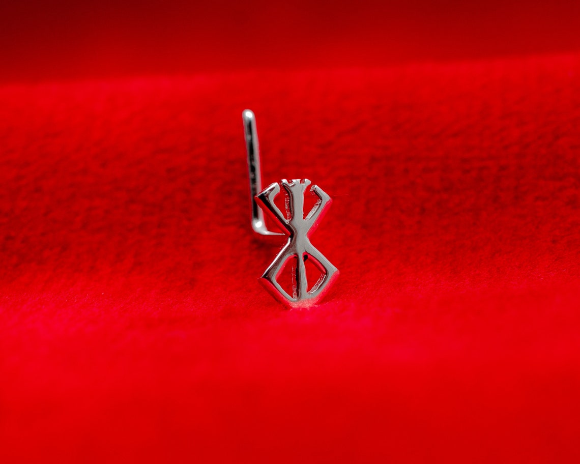 Berserker Rune Hand Cut Sterling Silver Nose Stud. Tiny Rune | Etsy