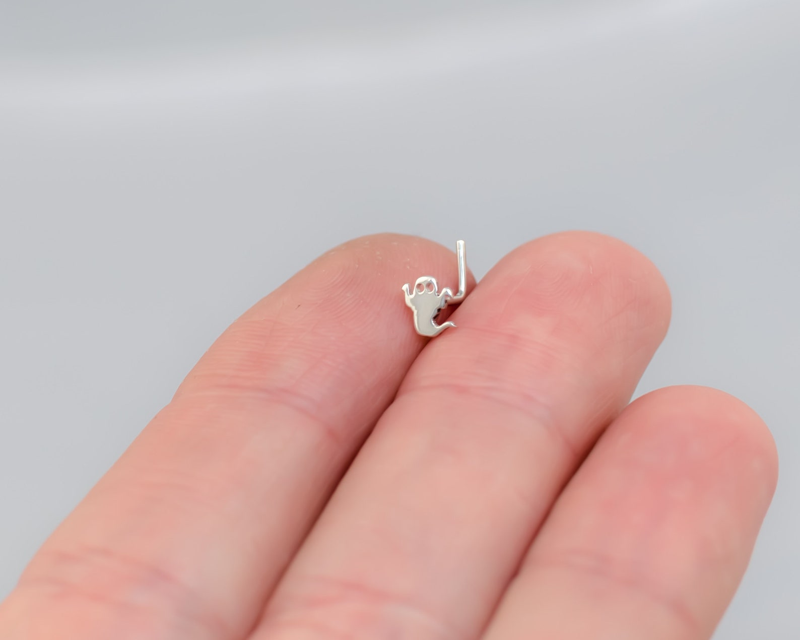Ghost V.2 Hand Cut Sterling Silver Nose Stud. Ghost Lover - Etsy