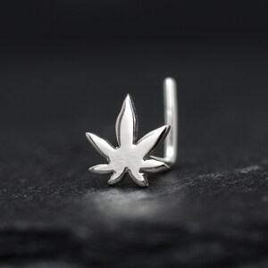 Marijuana Leaf Sterling Silver Nose Stud. Marijuana Lover Gift. Tiny ...
