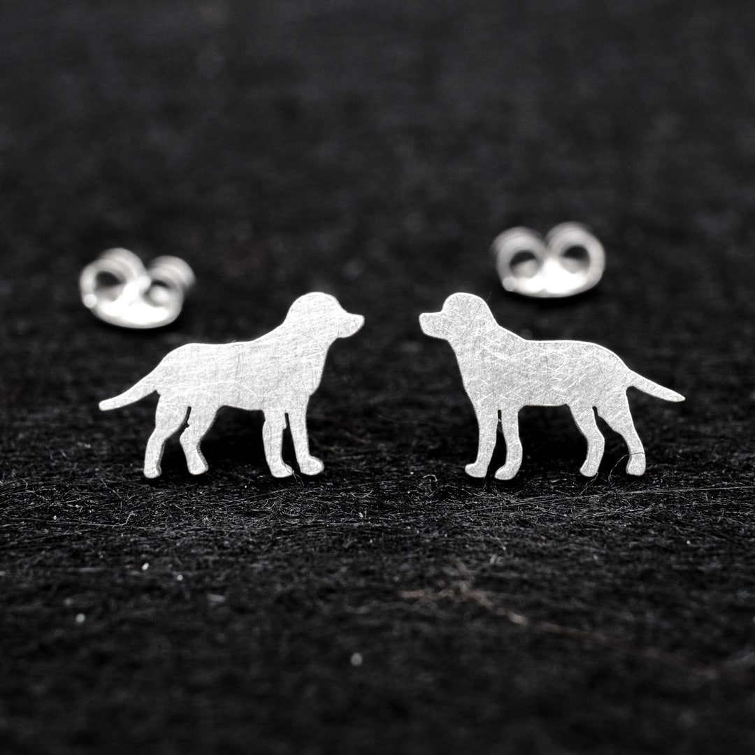 Cute Labrador Retriever Dogs 925 Sterling Silver Stud Earrings. Hand ...