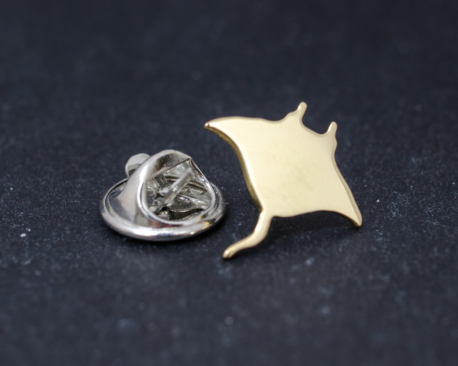 Manta Ray Brass Pin. Hand Finished Tiny Golden Manta Pin. | Etsy