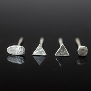 Cute White 5mm Triangle 925 Sterling Silver Stud Earrings. Hand Cut ...