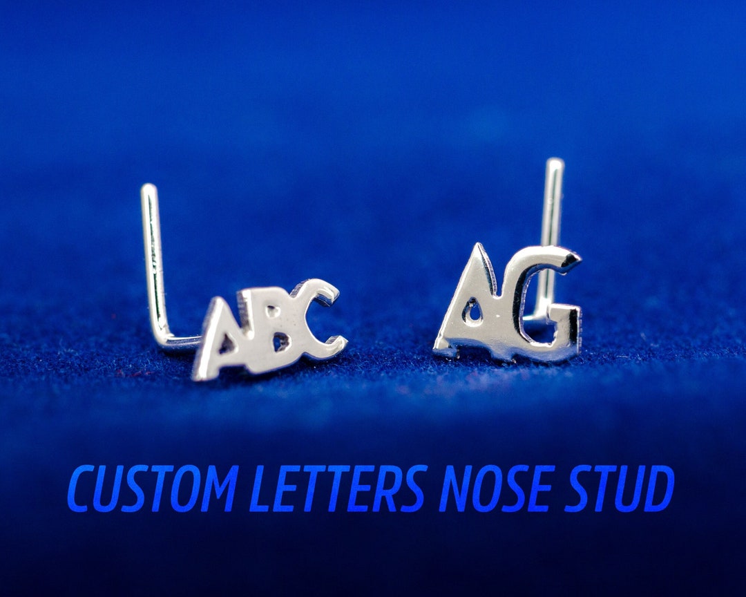 Custom Letters or Numbers Hand Finished Silver Nose Stud. Custom ...