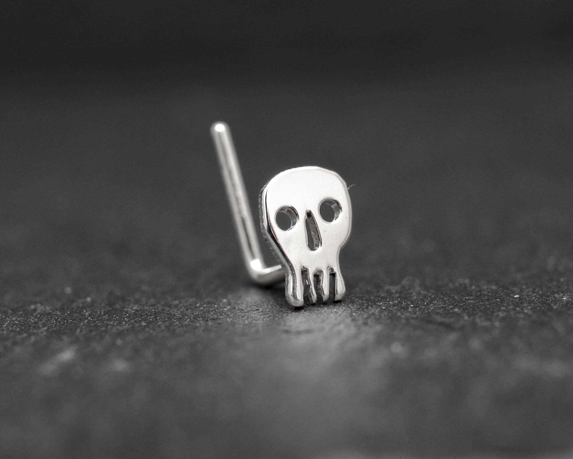 Skull Hand Cut Sterling Silver Nose Stud. Horror Lover Gift. | Etsy