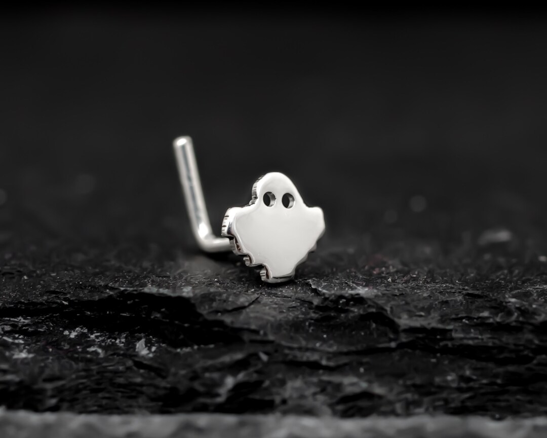 Ghost V.1 Hand Cut Sterling Silver Nose Stud. Ghost Lover Halloween ...