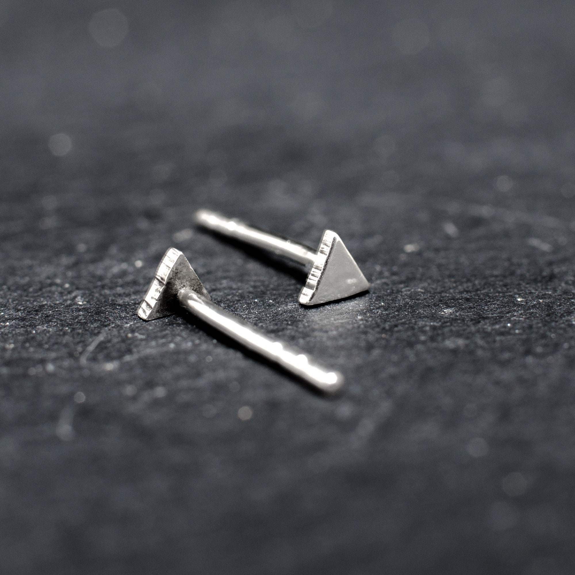 Cute white 5mm triangle 925 sterling silver stud earrings. | Etsy