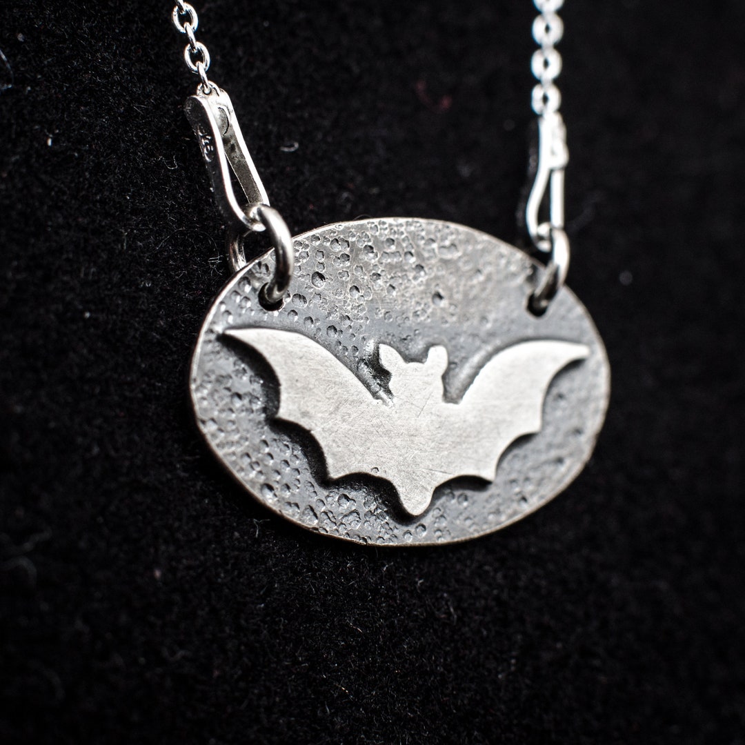 Silver Bat Pendant. Night Animal Pendant. Bat Necklace. Amazing Silver ...