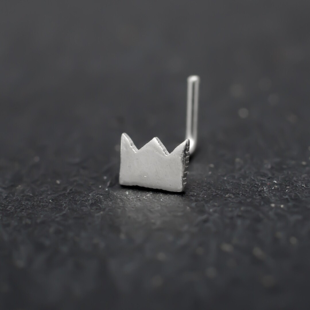 Crown Hand Cut Sterling Silver Nose Stud. Royal Gift. Tiny Queen of the ...