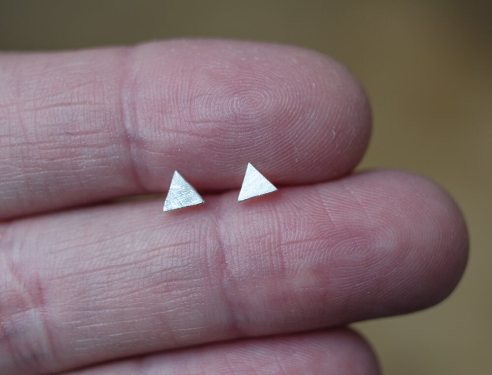 Cute white 5mm triangle 925 sterling silver stud earrings. | Etsy