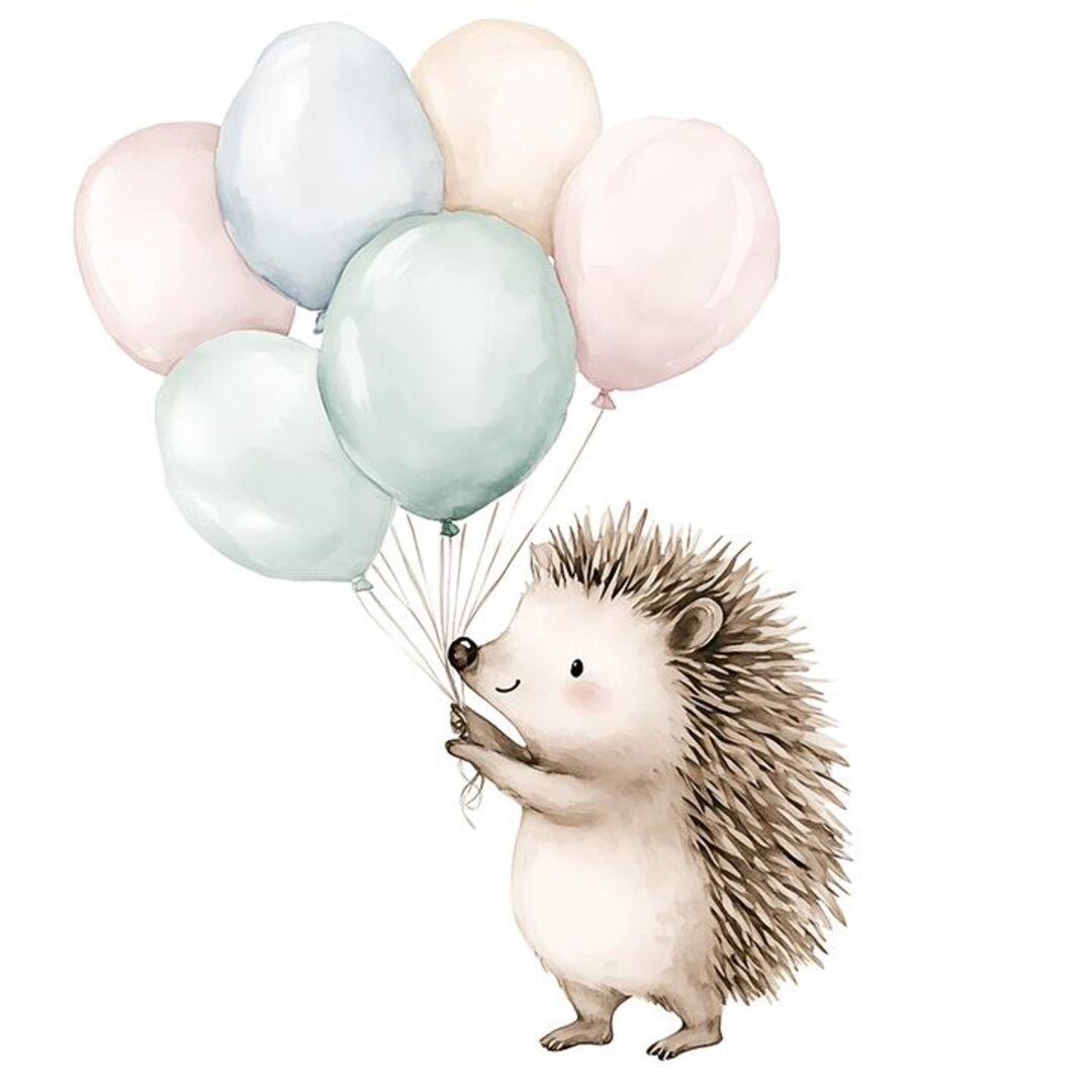 Cute Hedgehog Clipart Watercolor Animal 8 JPG, Woodland Baby Decor ...