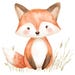Cute Fox Clipart Watercolor Woodland Animal, Baby Nursery Art, Digital ...