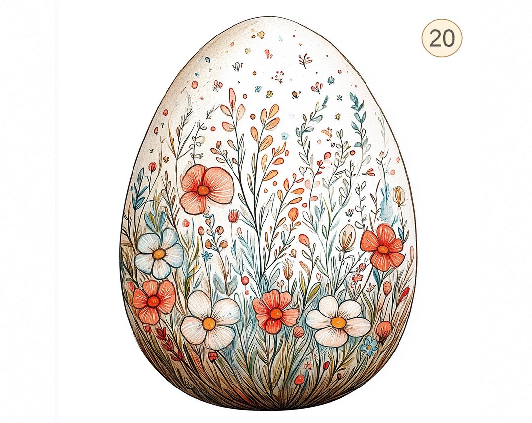 Floral Easter Egg Clipart Set, Vintage Watercolor Spring Eggs, Boho ...