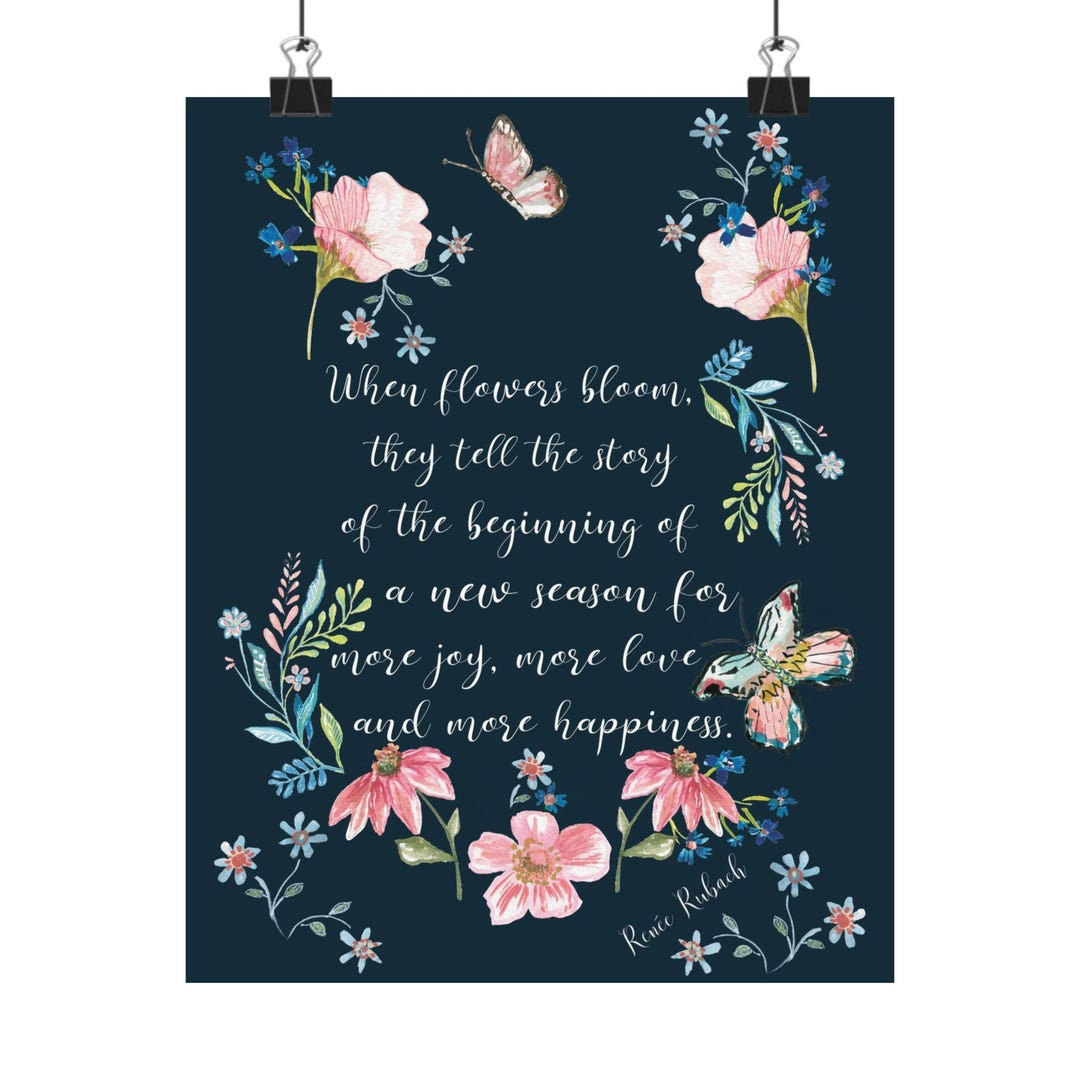 Floral Quote Poster: Inspirational Spring Wall Art - Etsy