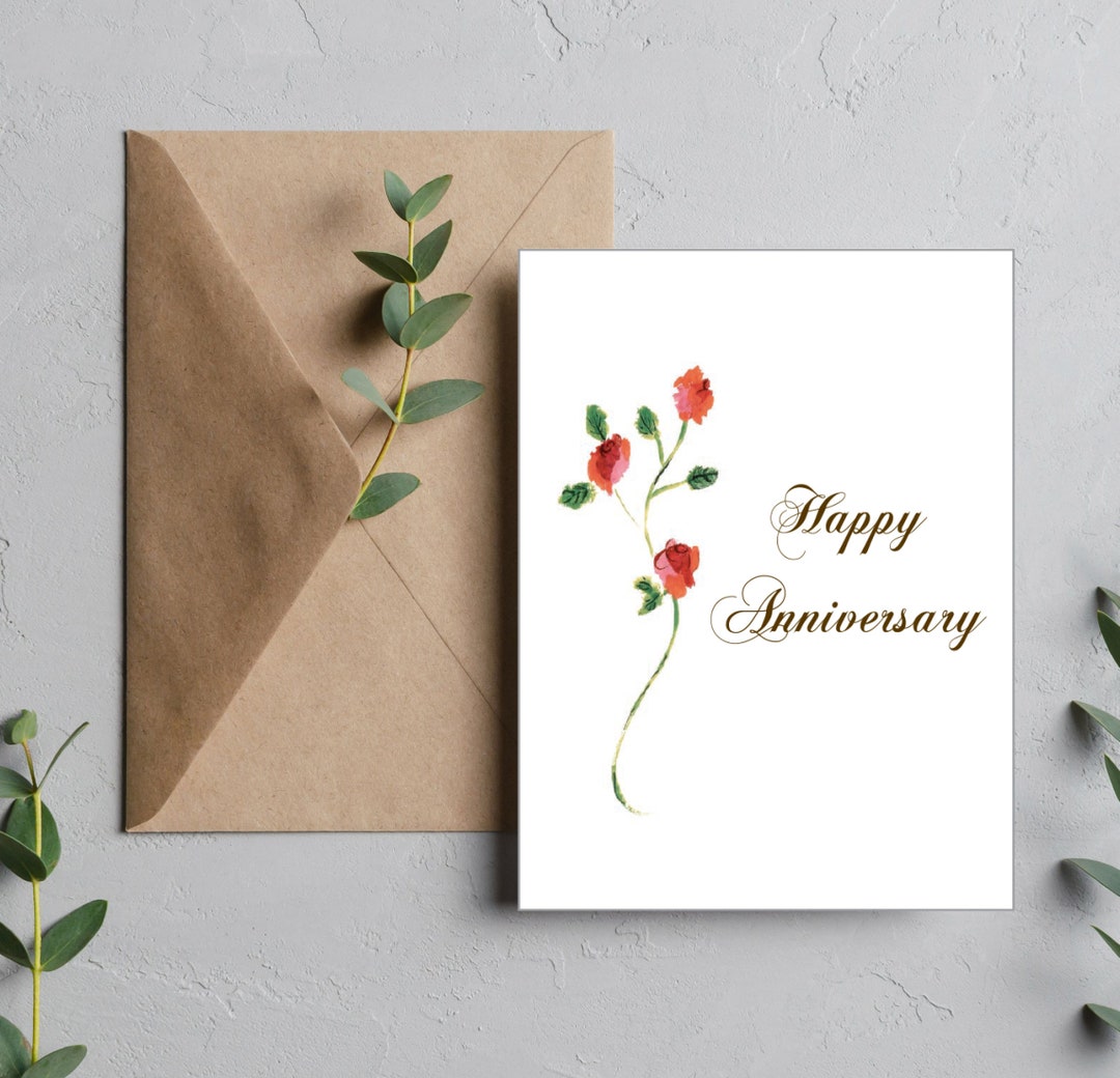 Blank Anniversary Card Happy Anniversary Greeting Card Handmade ...