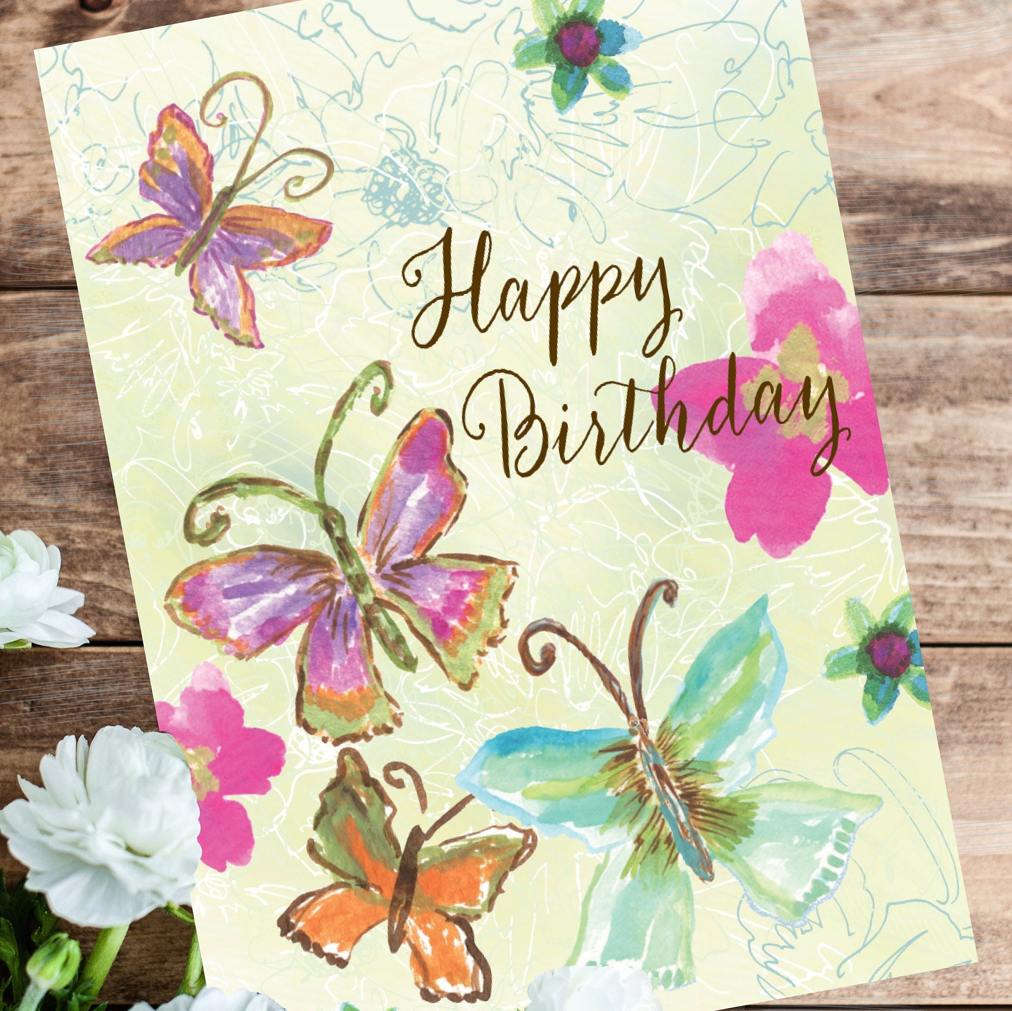 Butterfly Birthday Card for Friends, Birthday Card With Butterflies ...