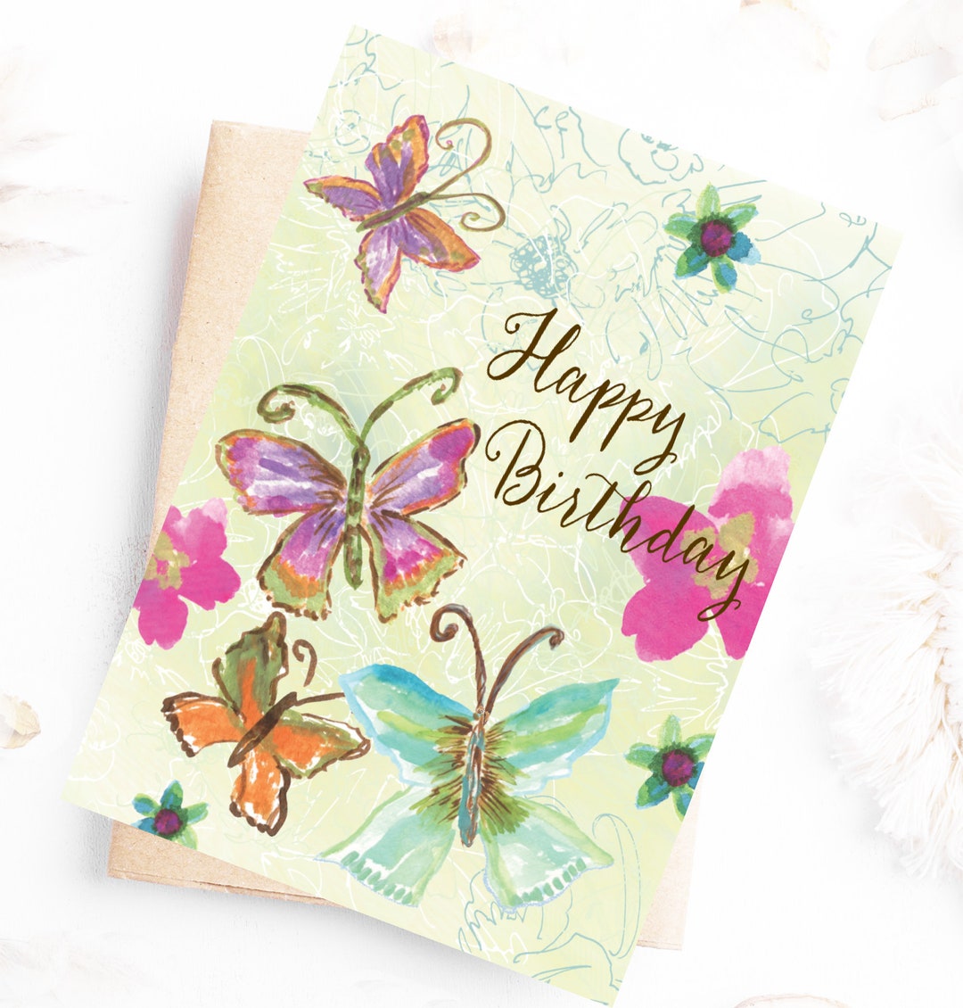 Butterfly Birthday Card for Friends, Birthday Card With Butterflies ...