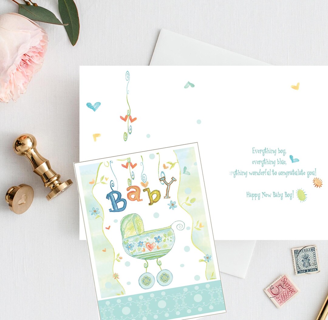 New Baby Boy Card | New Baby Boy Card | Congratulations New Baby Card ...