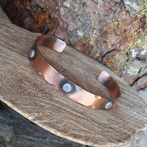 Male Copper Cuff With Steel Rivets - Mens Handmade Rustic Hammered ...