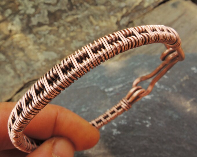 Simple Copper Bangle - Mens or Womens Wire Weave Bracelet - 7th ...