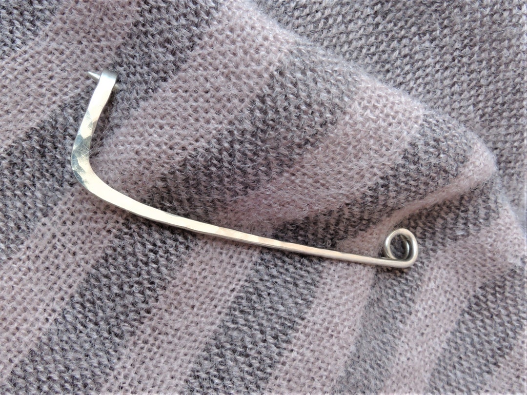 Silver Safety Pin Minimalist Modern Shawl Pin / Scarf / Kilt Pin Brooch ...