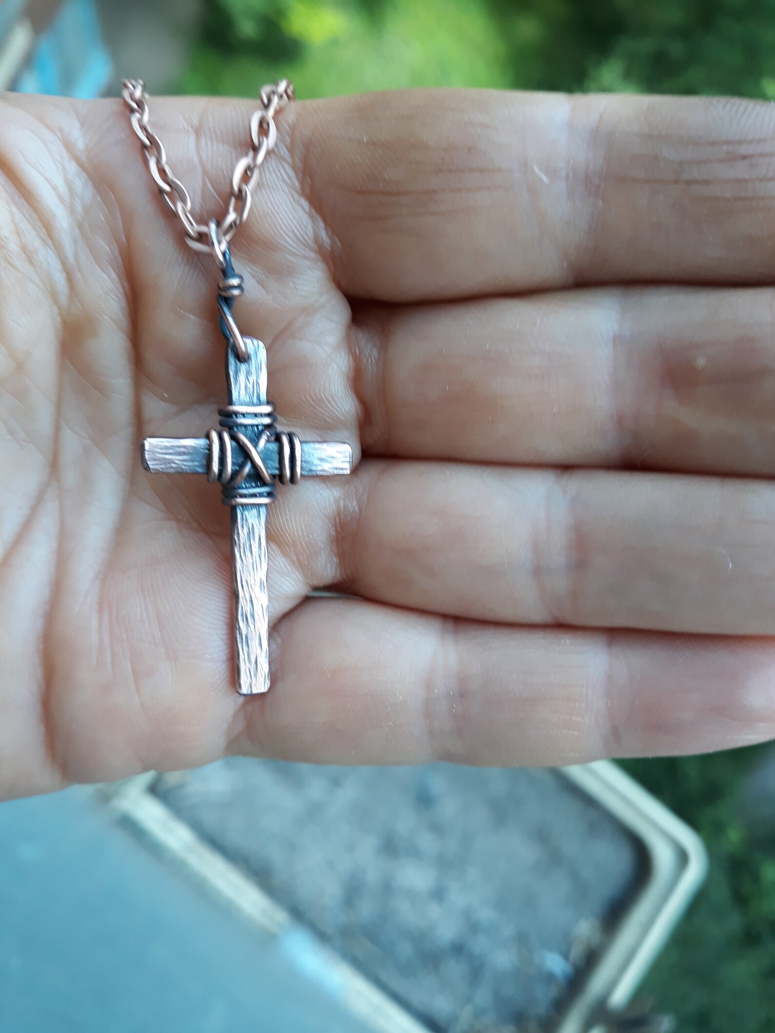 Mens Copper Cross Rustic Solid Copper Cross Wire Wrapped - Etsy