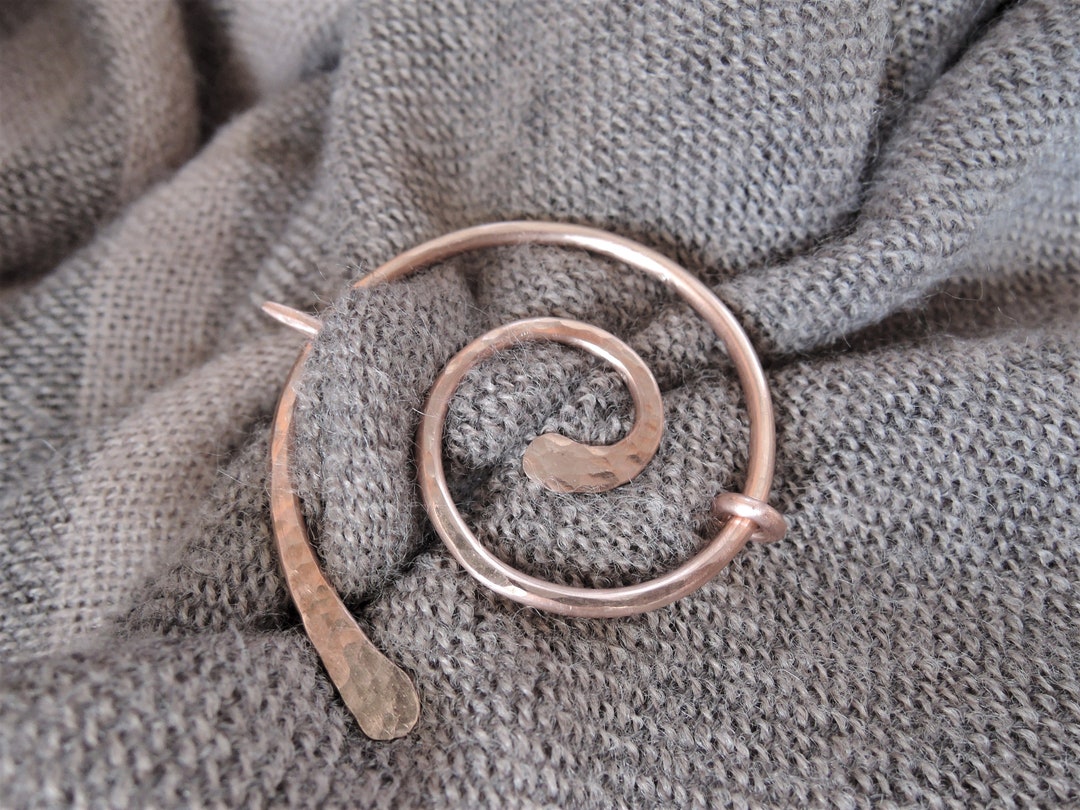 Copper Shawl Pin, Scarf Pin, Hat Pin, Cardigan Clip, Wire Wrap Round ...