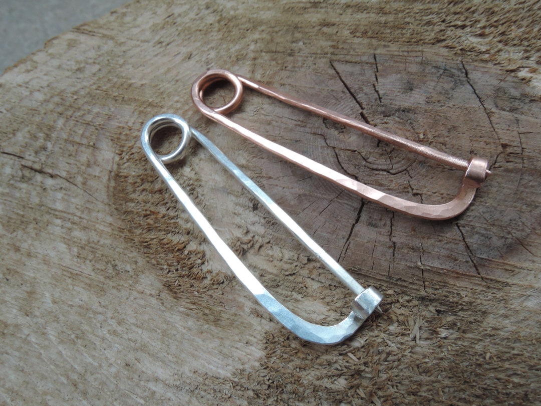 Safety Pin Sterling Silver German Silver Copper Minimalist - Etsy