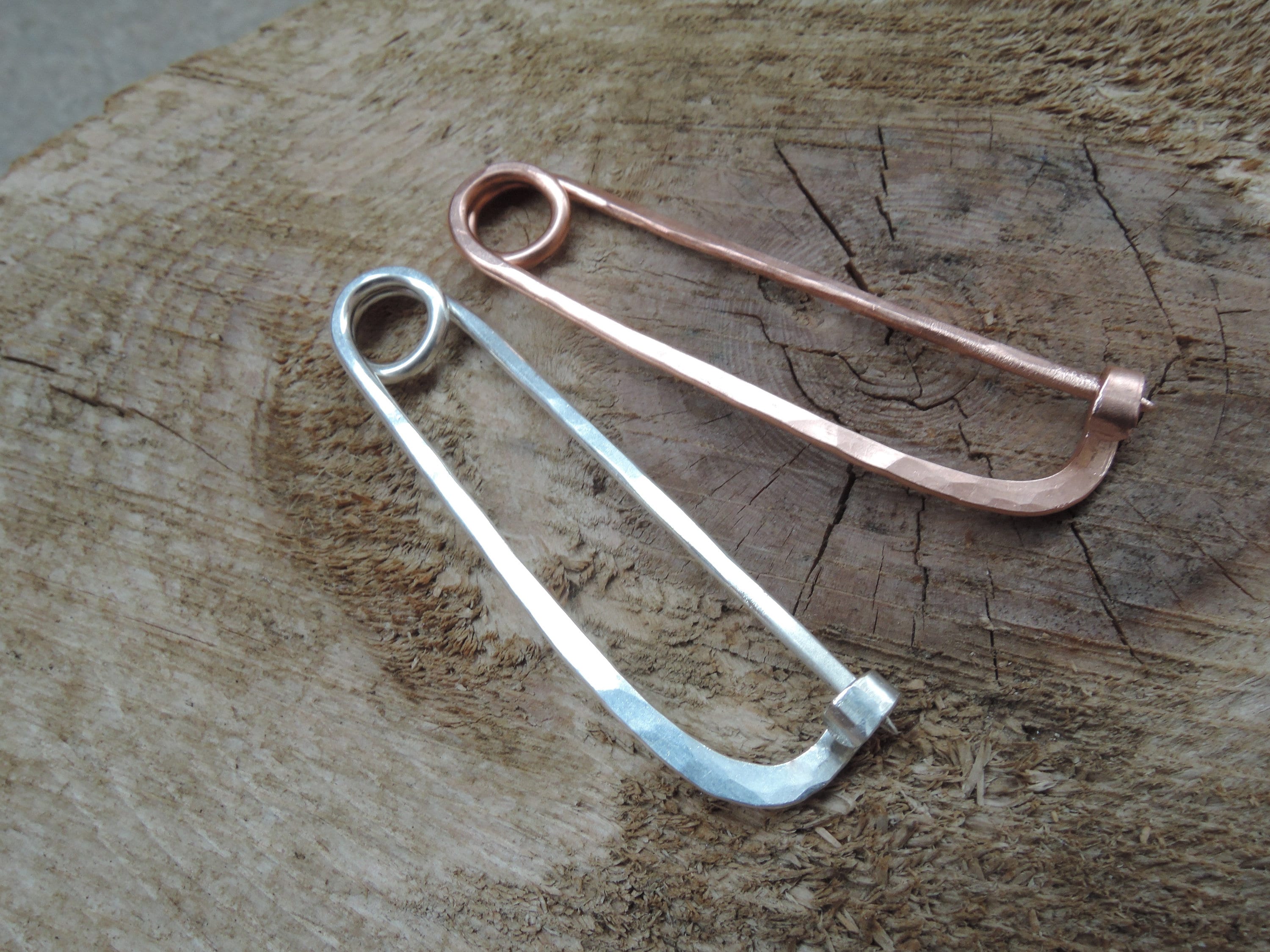 Safety Pin Sterling Silver, German Silver, Copper - Minimalist Shawl ...