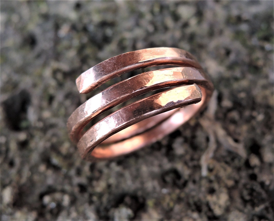 Hammered Copper Ring - Simple Minimalist Copper Ring - Spiral Ring ...