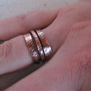 Rustic Copper Ring Hammered Copper Ring Textured Ring Wide Copper Ring ...