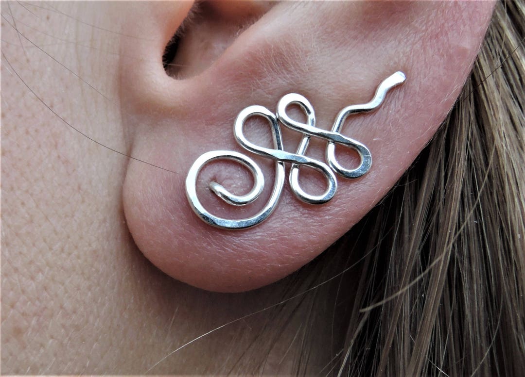 Unalome Climber Earring - Sterling Silver Copper Brass Crawler Earrings ...