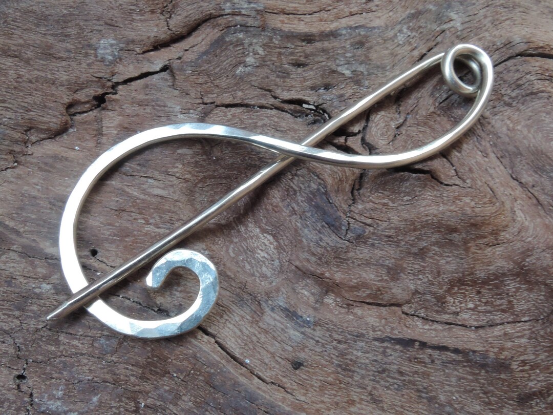 Silver Shawl Pin - Minimalist Modern Shawl or Scarf Pin - Brooch in ...