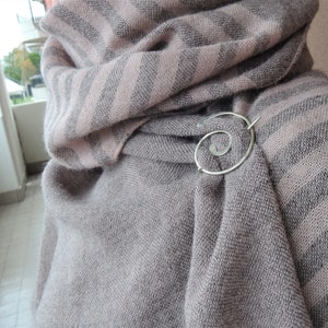 Silver Shawl Pin, Scarf Pin, Hat Pin, Cardigan Clip, Wire Wrap Round ...