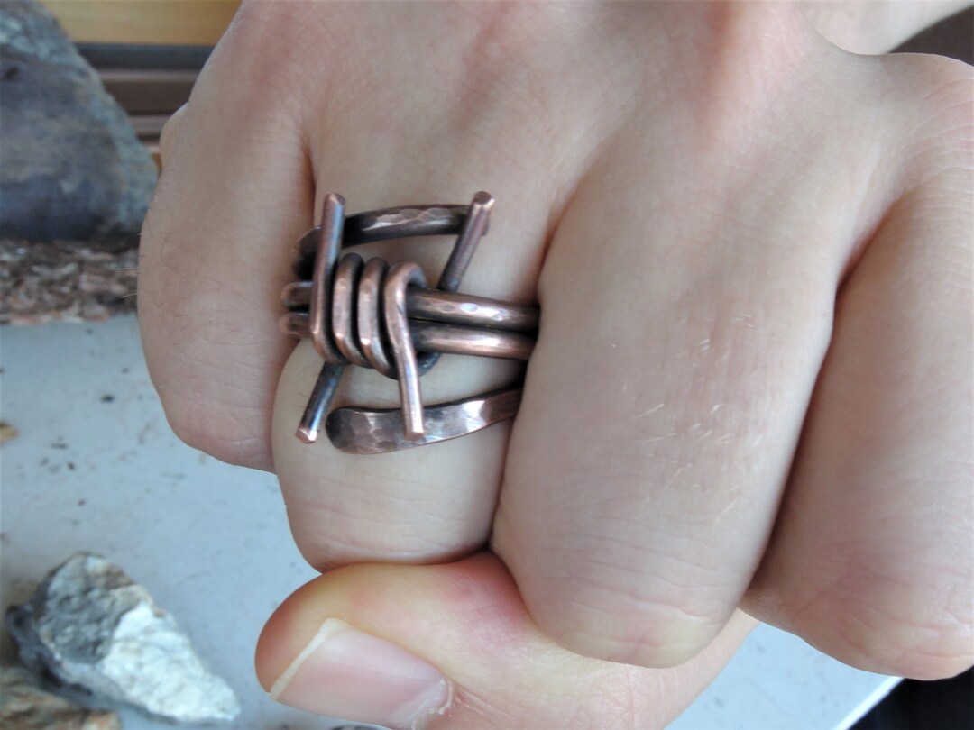 Mens Barbed Wire Ring Unisex Wire Wrapped Ring Copper Barbed Wire Ring ...