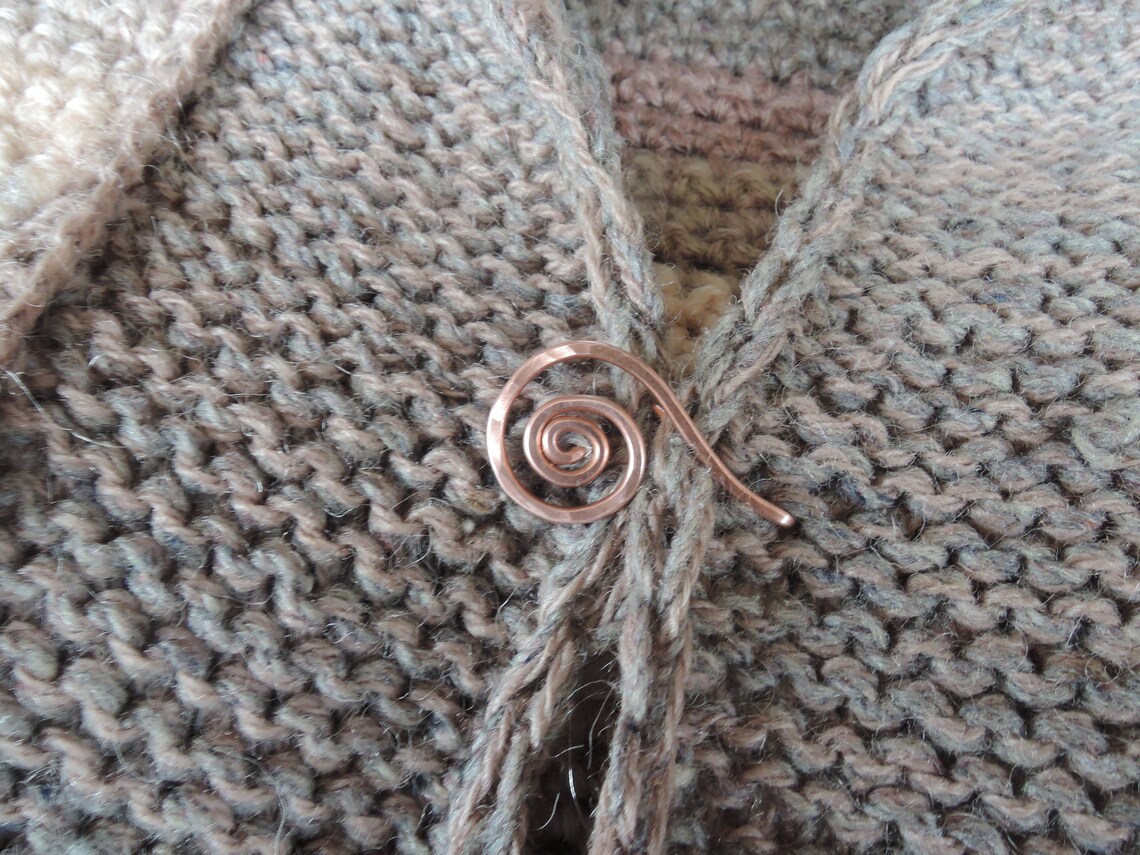 Hammered Copper Cardigan Fastener/clip Double Hook Knitting | Etsy