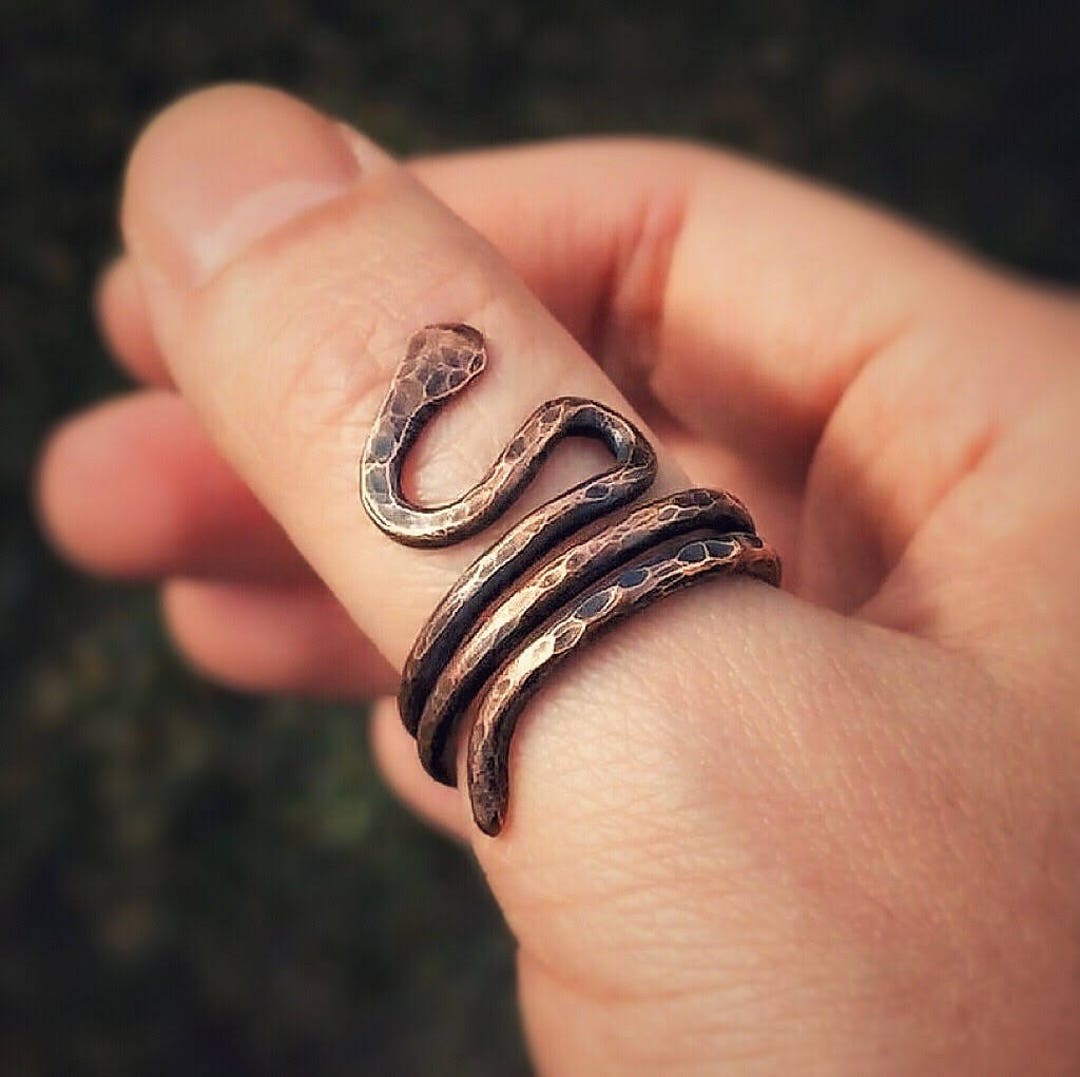 Hammered Copper Snake Ring Wire Wrap Ring Enlightenment Snake Ring ...