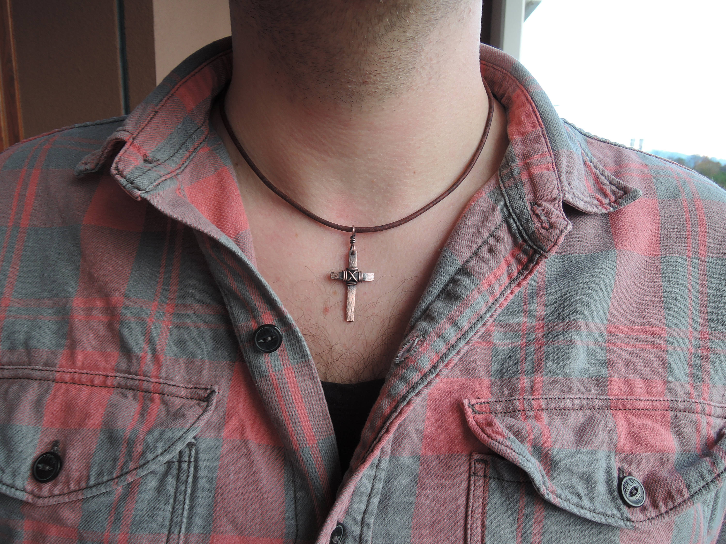 Mens Copper Cross Rustic Solid Copper Cross Wire Wrapped - Etsy