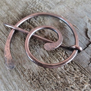 Silver Shawl Pin, Scarf Pin, Hat Pin, Cardigan Clip, Wire Wrap Round ...