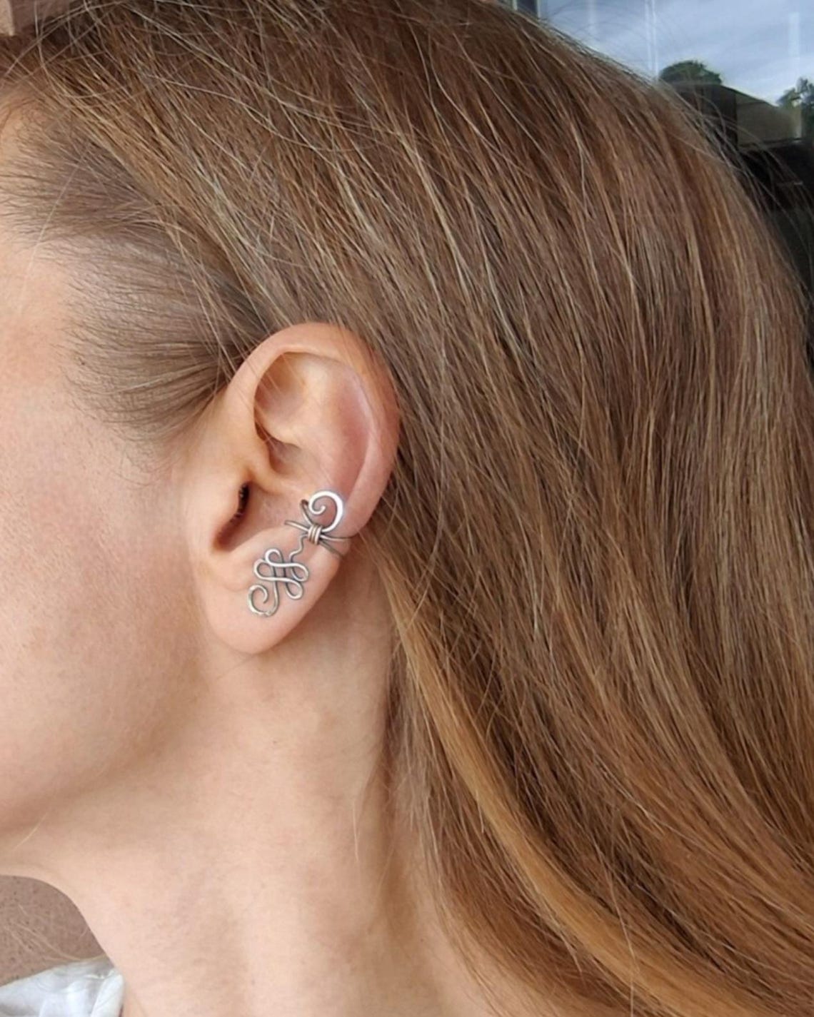 Unalome Ear Cuff - Sterling Silver and Copper - Spiral Swirly Cuff ...