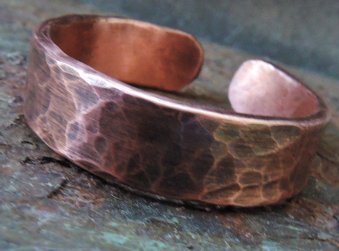 Hammered Copper Ring - Simple Minimalist Band Ring - Adjustable Copper ...