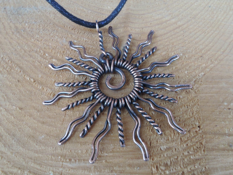 Copper Sun Necklace Ethnic Wire Wrapped Handmade Antique - Etsy