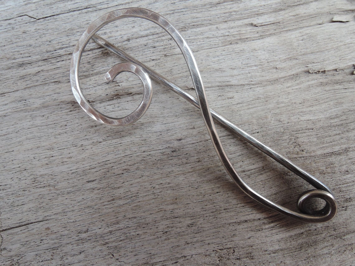 Silver shawl pin Minimalist modern shawl or scarf pin | Etsy