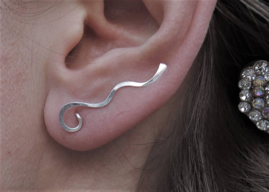 Silver Ear Crawler / Ear Climber / Ear Sweep / Ear Pin / Ear Cuff ...