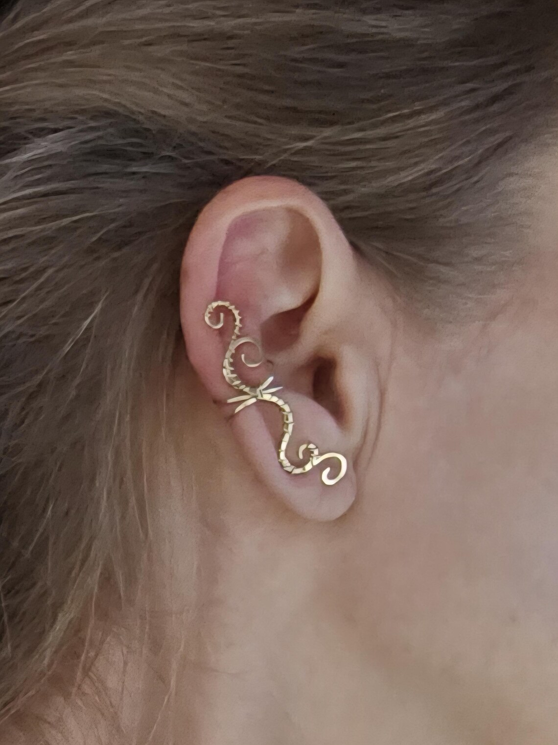 Long Brass Ear Cuff/climber/crawler - Wire Wrapped With/without ...